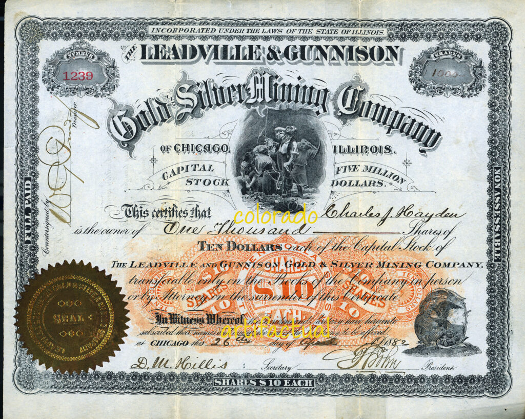 LEADVILLE & GUNNISON GOLD & SILVER MINING COMPANY Colorado stock ...
